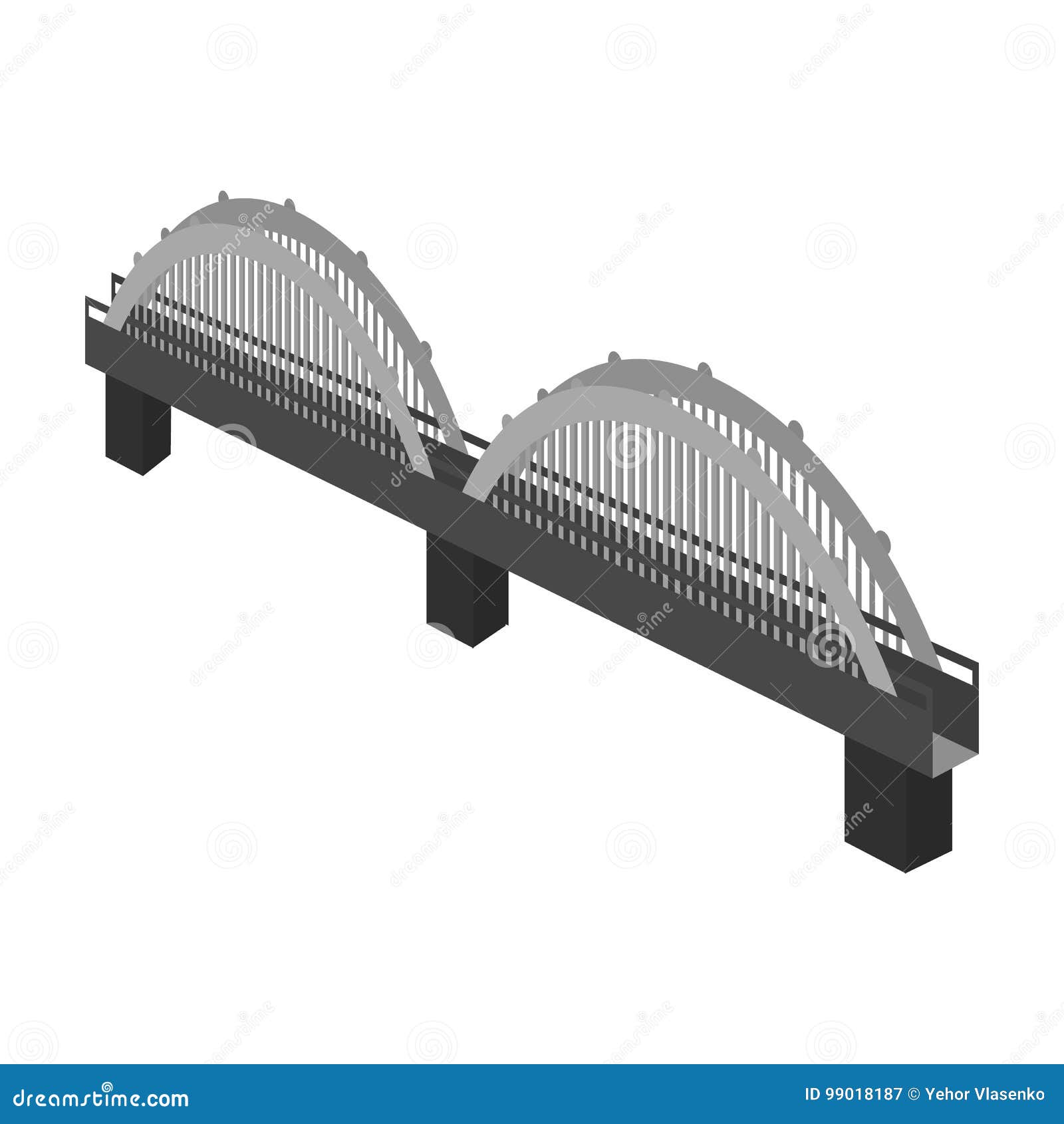 Arched Bridge Construction. Bridge Single Icon in Monochrome Style ...