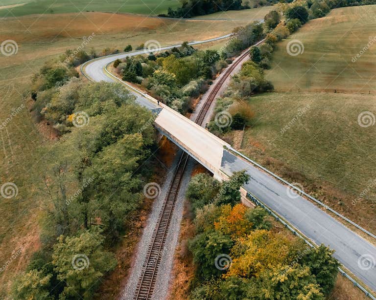Arched Bridge Spanning an Expansive, Verdant Valley Dotted with Trees ...