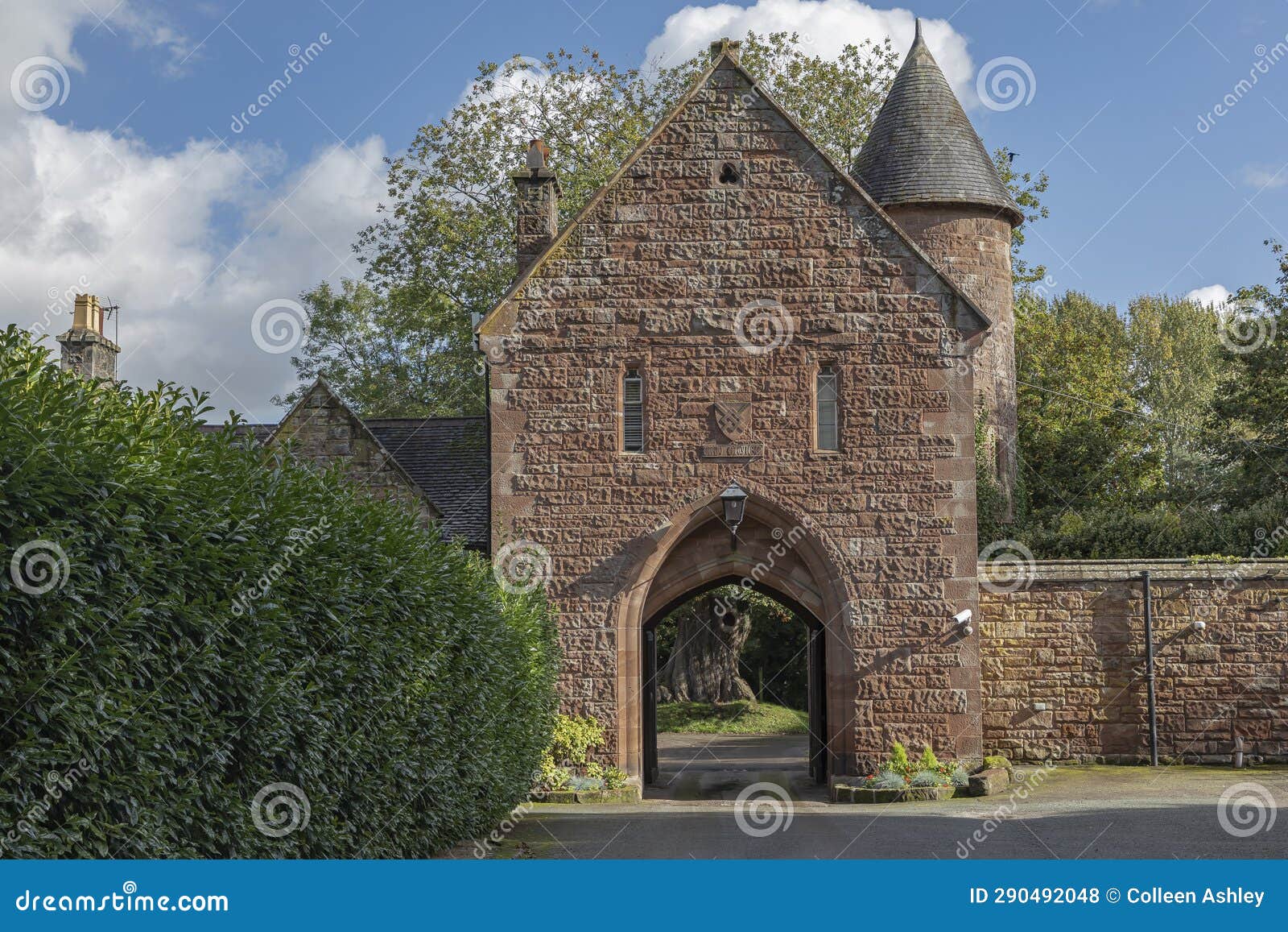 Arched Castle Entrance with Open Gates Stock Photo - Image of village ...