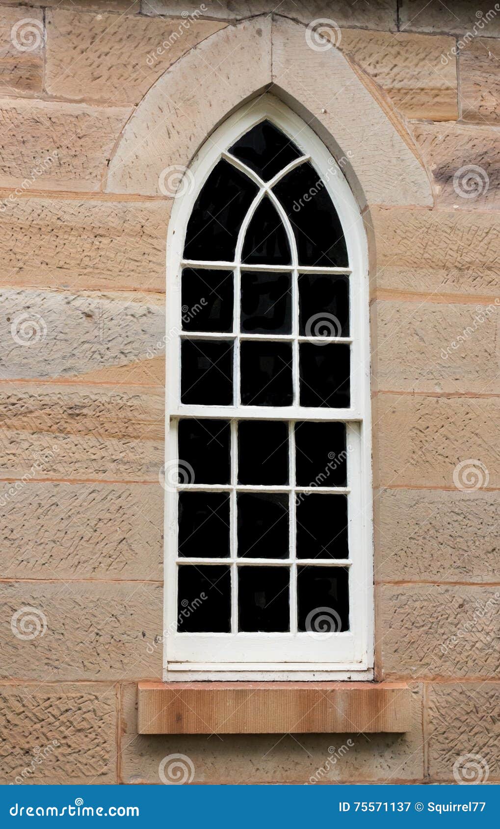 Arched Church Window Set in Sandstone Bricks Stock Image - Image of ...
