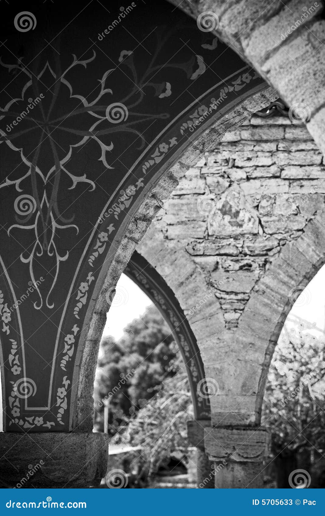 Arched Columns in Old Castle Stock Image - Image of decorative ...
