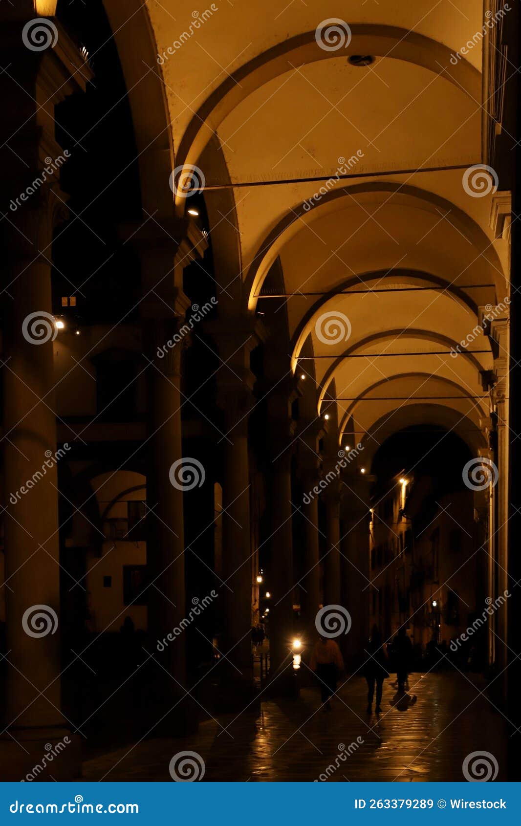 Arched Corridor with Columns in Florence Stock Image - Image of ...