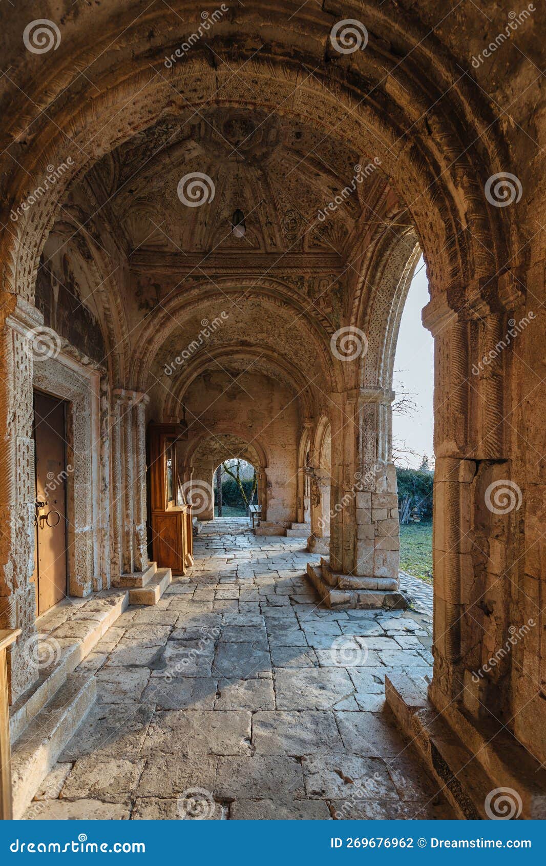 Arched Corridor at Khobi Convent, Georgia Stock Photo - Image of facade ...