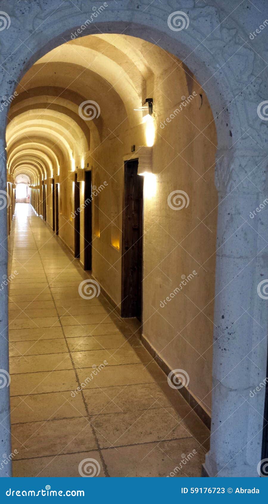 Arched corridor stock image. Image of hotel, lighti, arched - 59176723