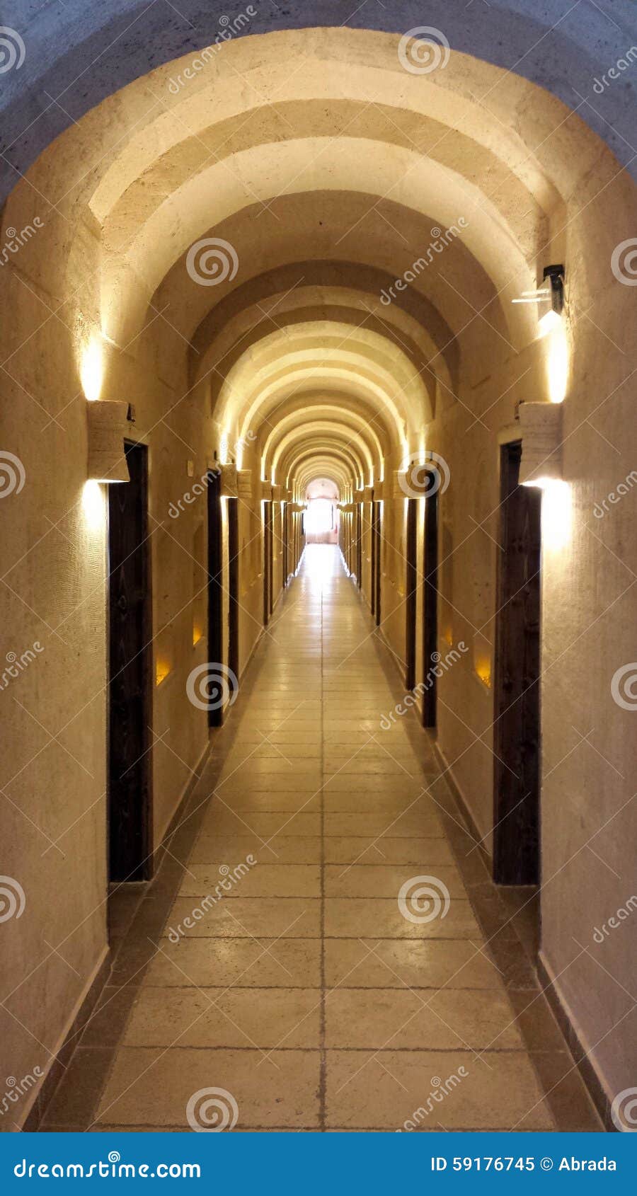 Arched corridor stock image. Image of beige, roman, stones - 59176745