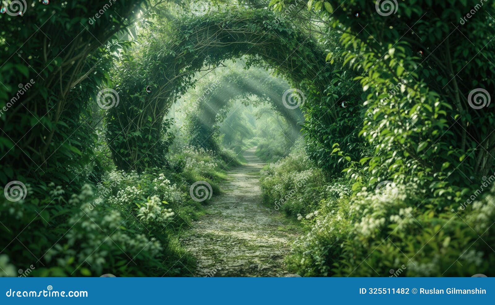 An Arched Corridor of Plants in the Forest. a Beautiful Green Path ...