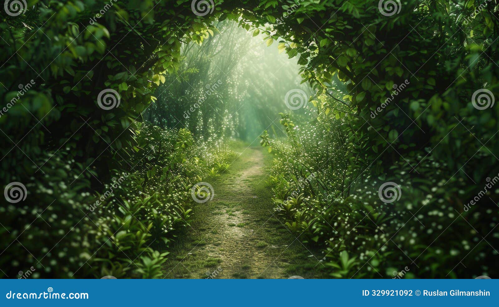 An Arched Corridor of Plants in the Forest. a Beautiful Green Path ...