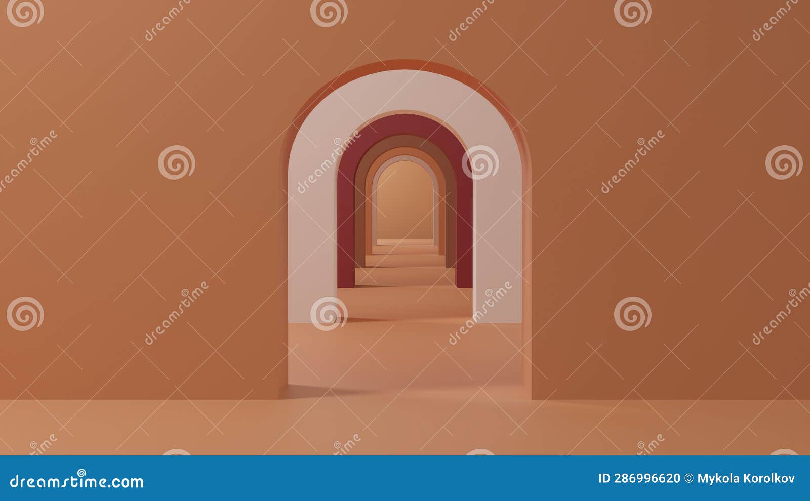 Arched Corridor, Portal, Inside an Empty Wall, Oriental Style. 3d ...