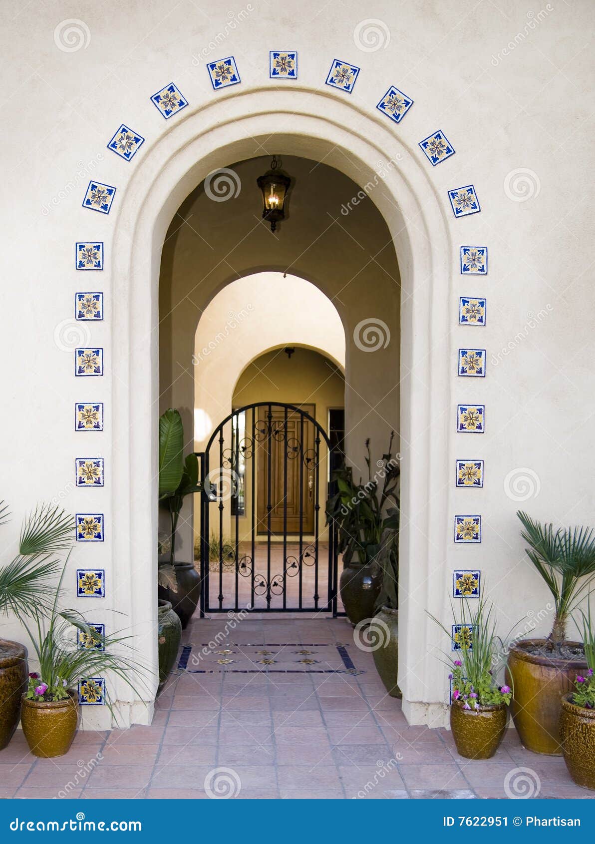 Arched Doorway Entrance with Gate Stock Image - Image of southwest ...