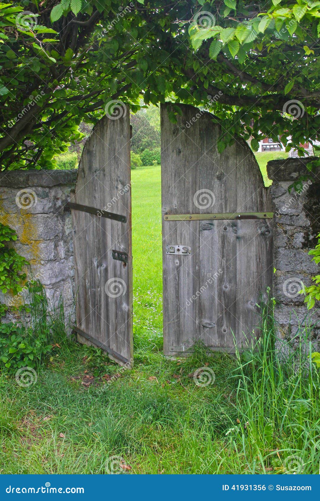 Arched Garden Door, Framed with Beech Hedge Stock Photo - Image of ...
