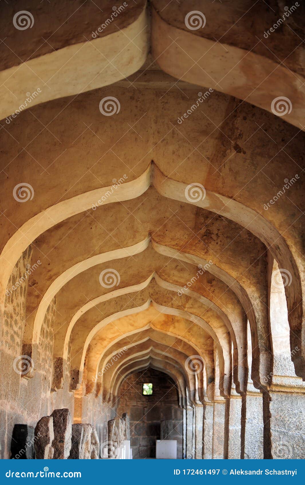 Arched Hallway In The Hampi Temple Complex. Cultural Heritage, Ancient ...