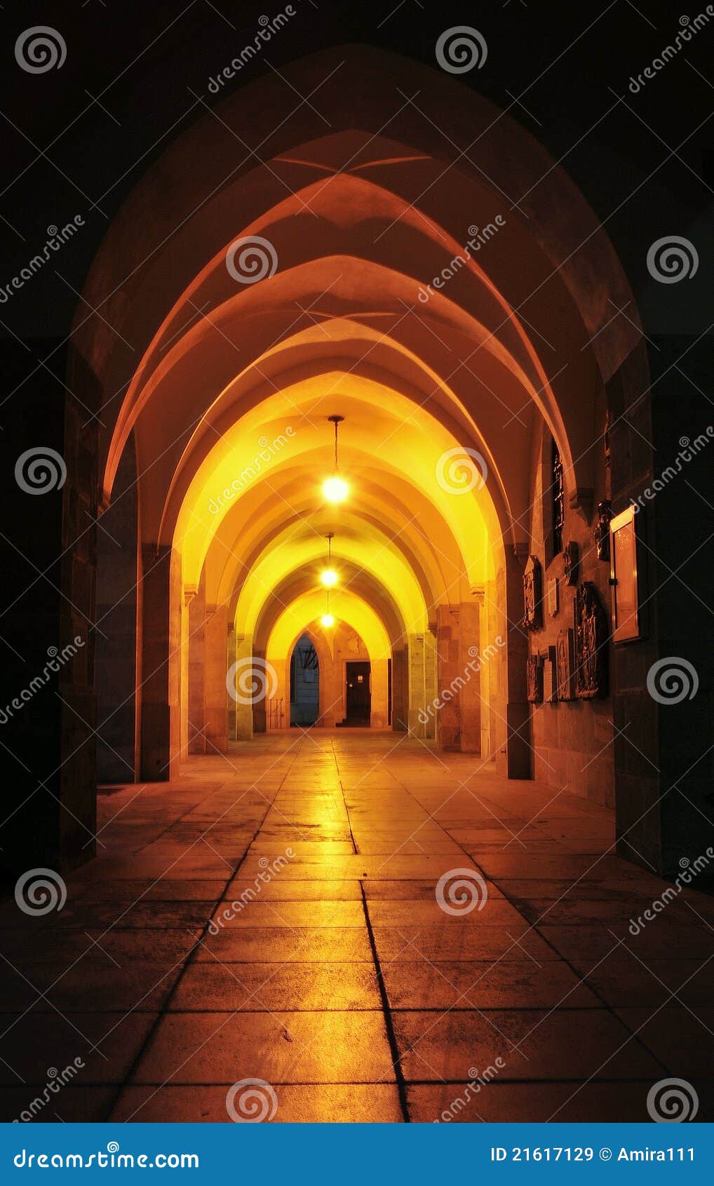 Arched hallway night stock image. Image of night, walkway - 21617129