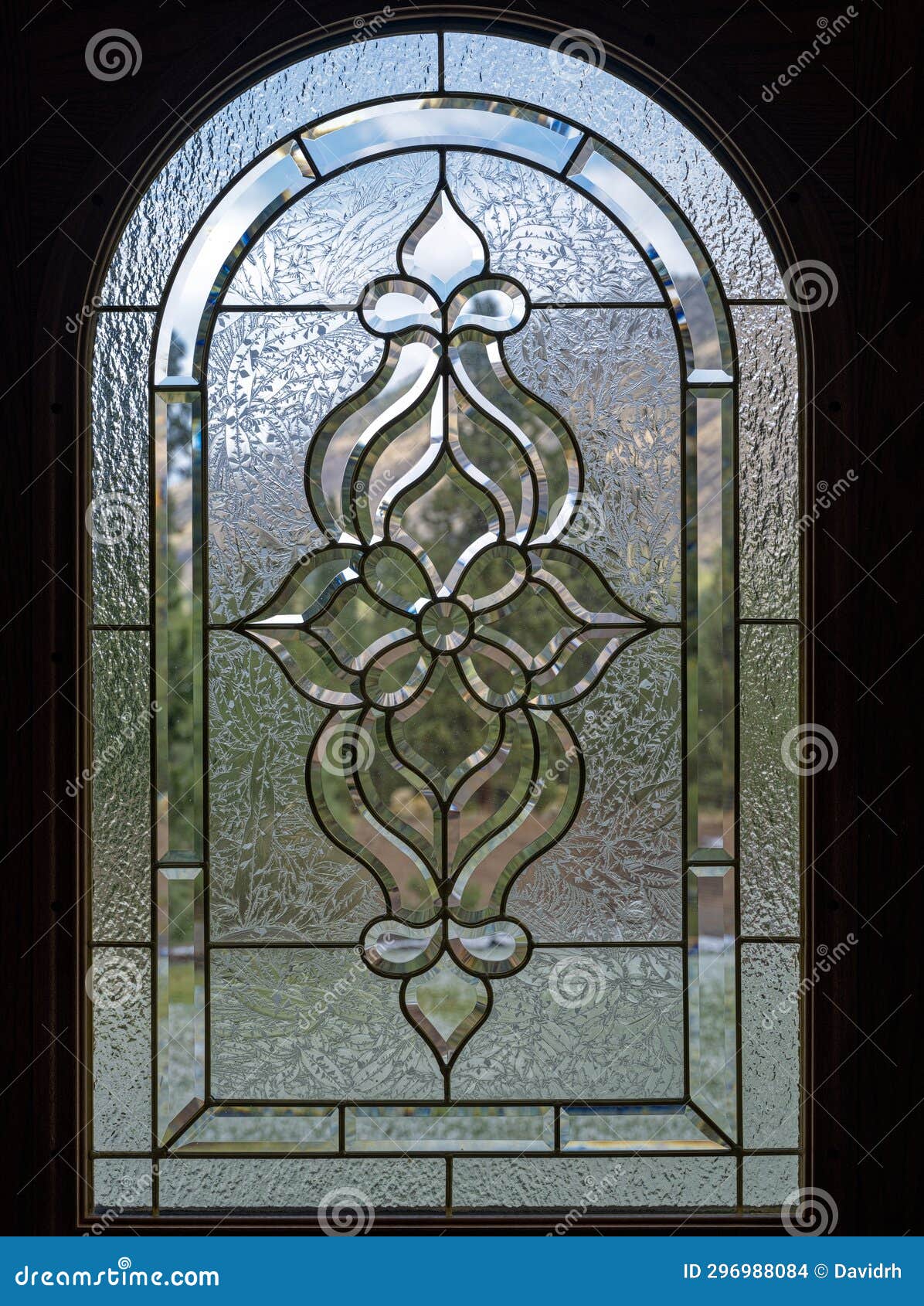 Arched Leaded Glass Inlay in a Door Stock Photo - Image of frosted ...