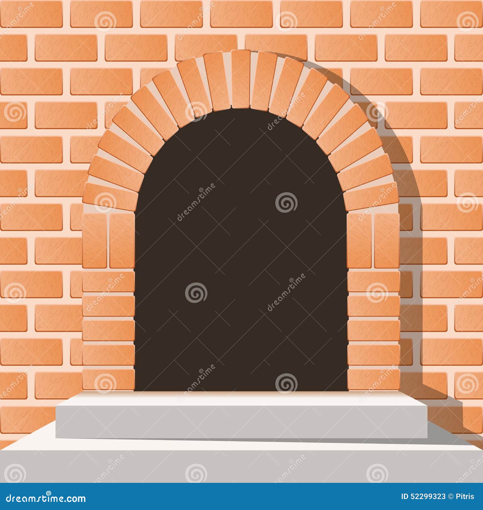 Arched Medieval Door in a Brick Wall with Stairs Stock Vector ...