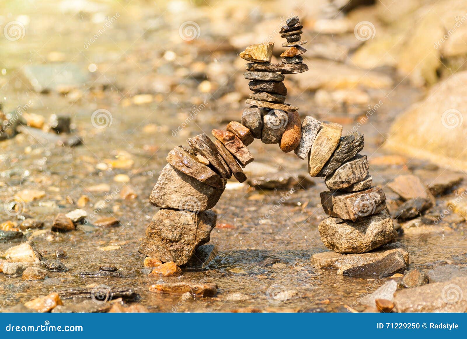 Arched Pebble Bridge Horizontal Right Stock Photo - Image of meditation ...