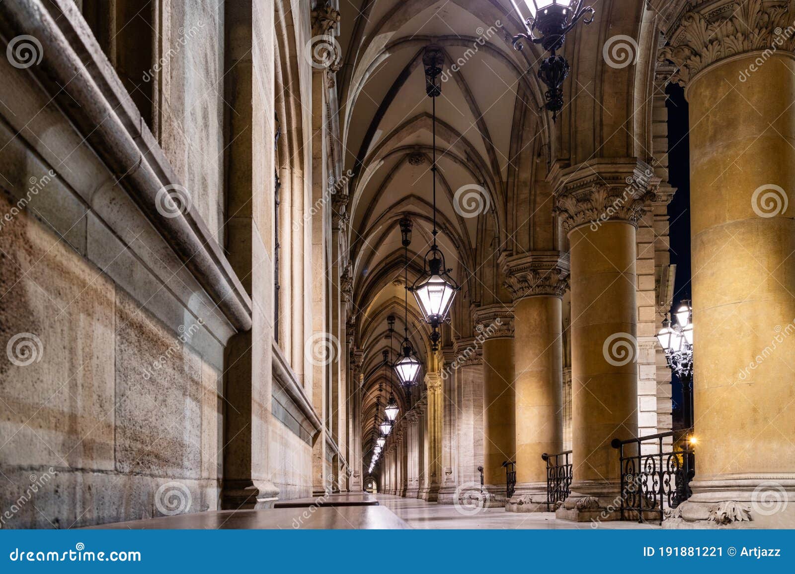 Arched Perspective with Columns and Vaulted Ceiling in the Temple in ...