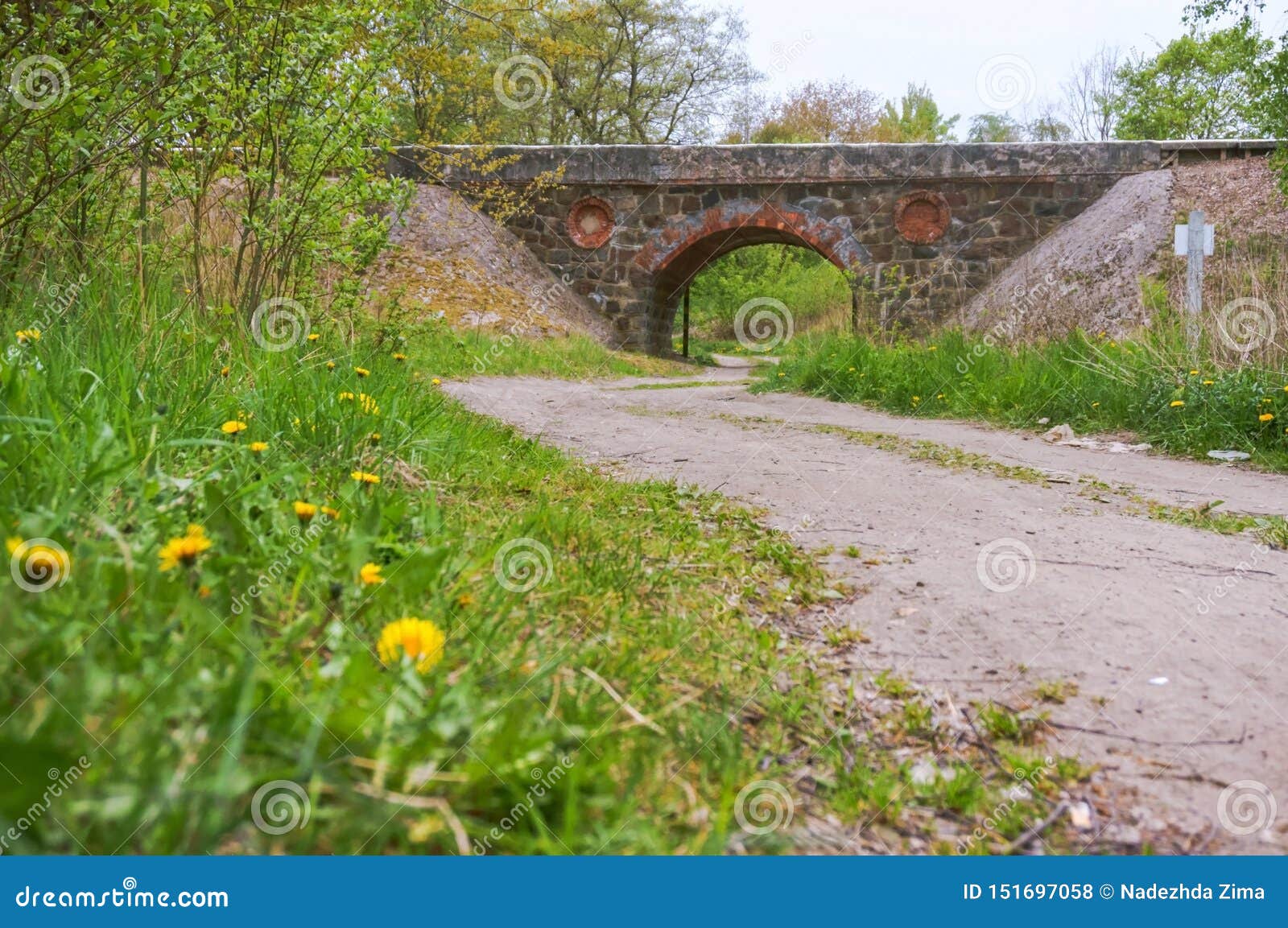 An Arched Railway Bridge Over the Road, Old Stone Viaduct Stock Photo ...