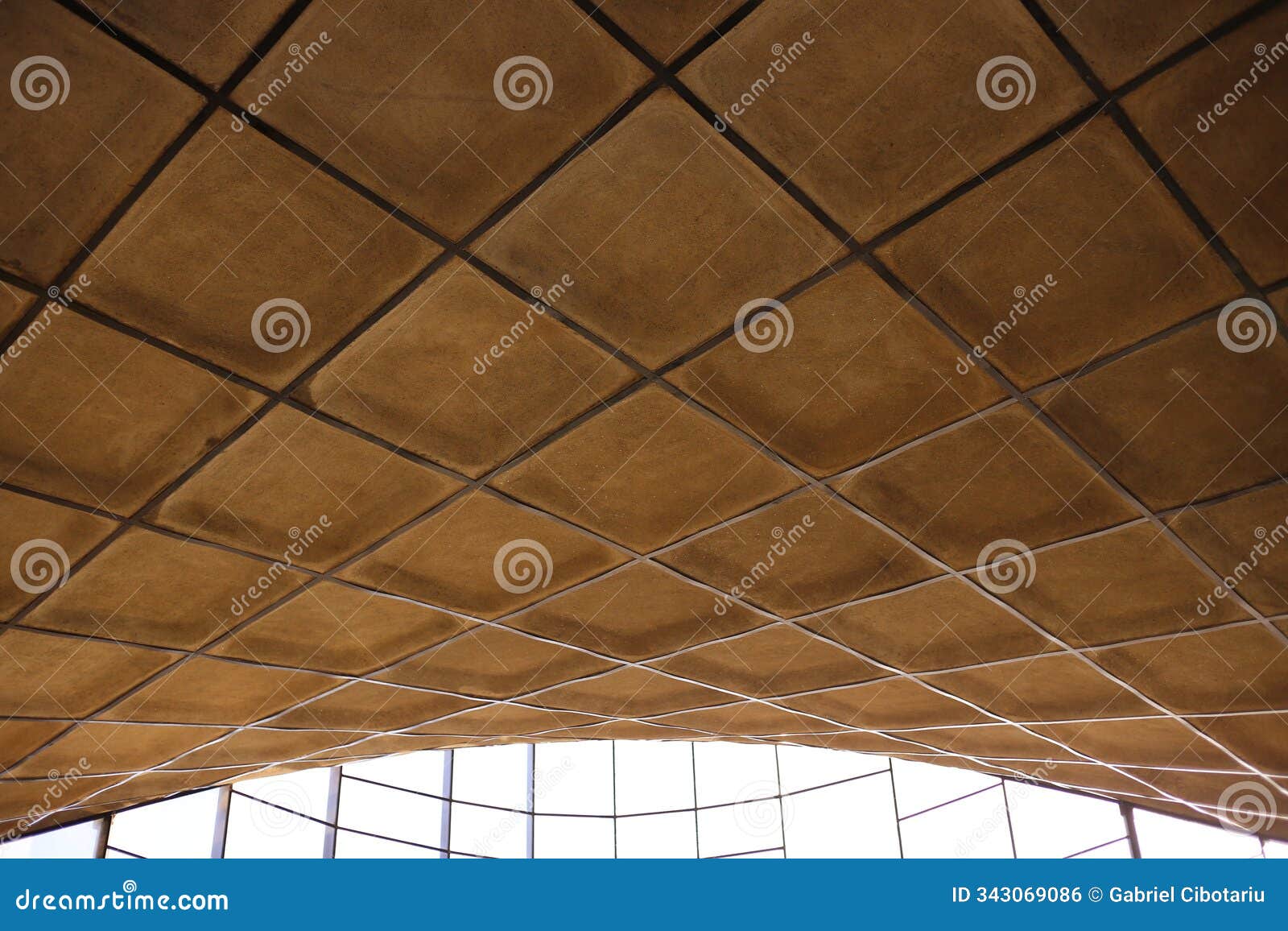 Arched Square Pattern Ceiling Stock Photo - Image of glass, light ...
