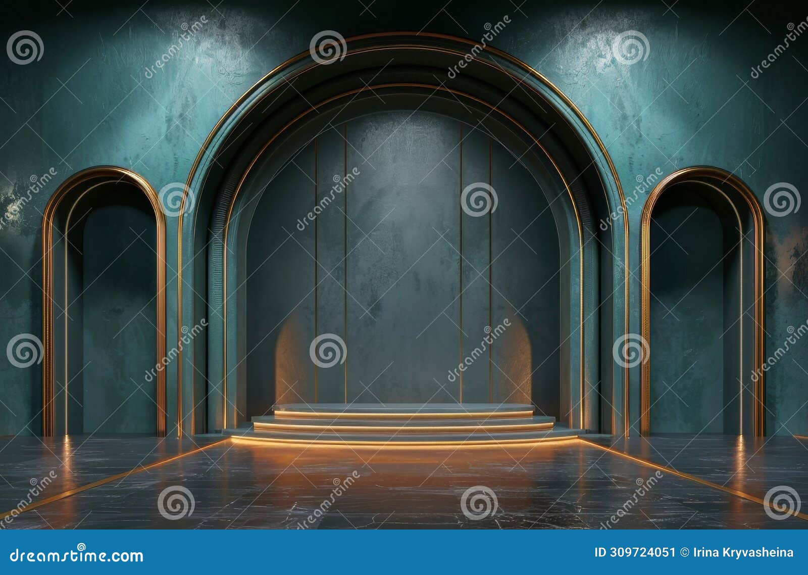 Arched Steps in a Room stock image. Image of symmetry - 309724051