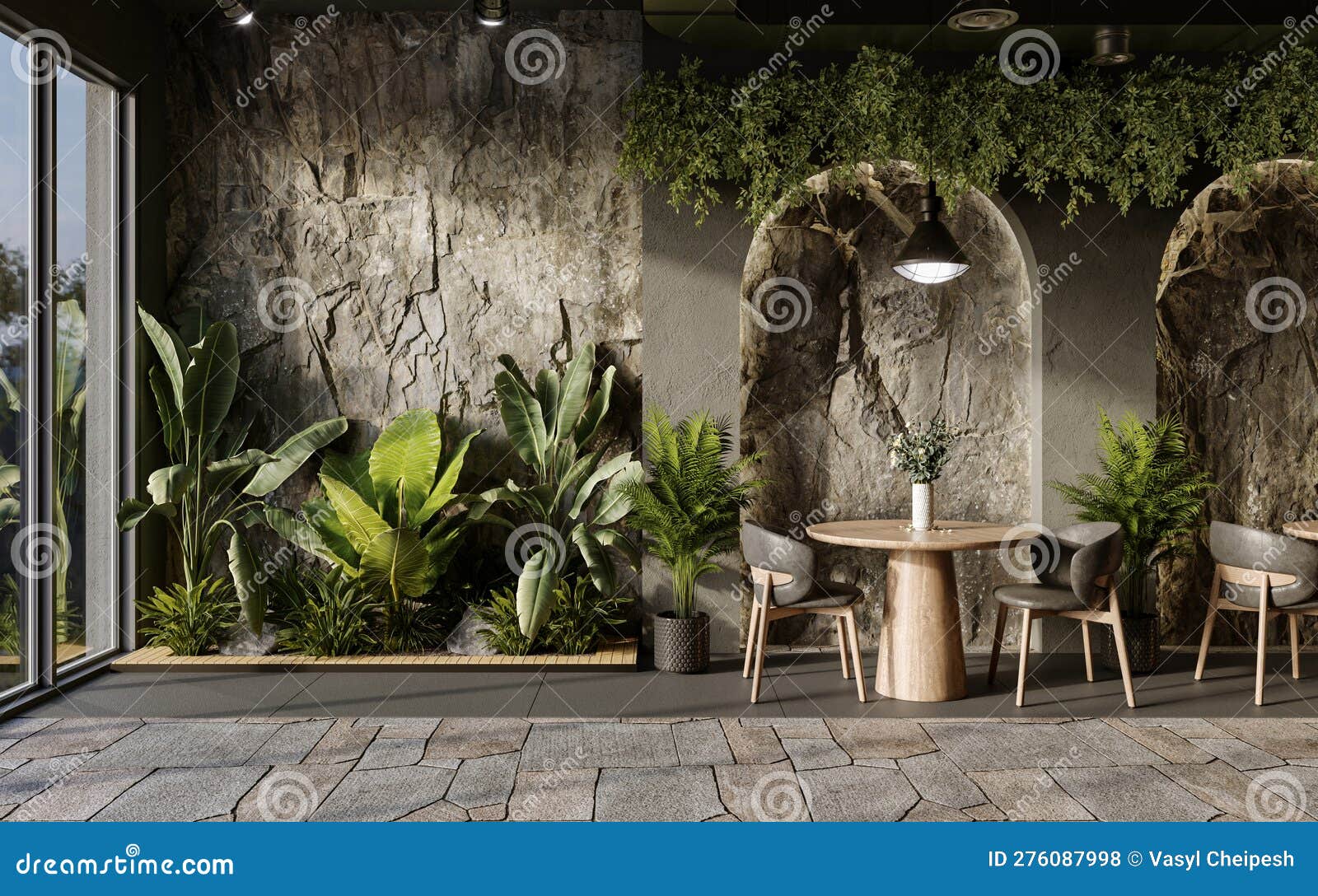 Arched Wall in Modern Interior Design, 3d Render Stock Illustration ...