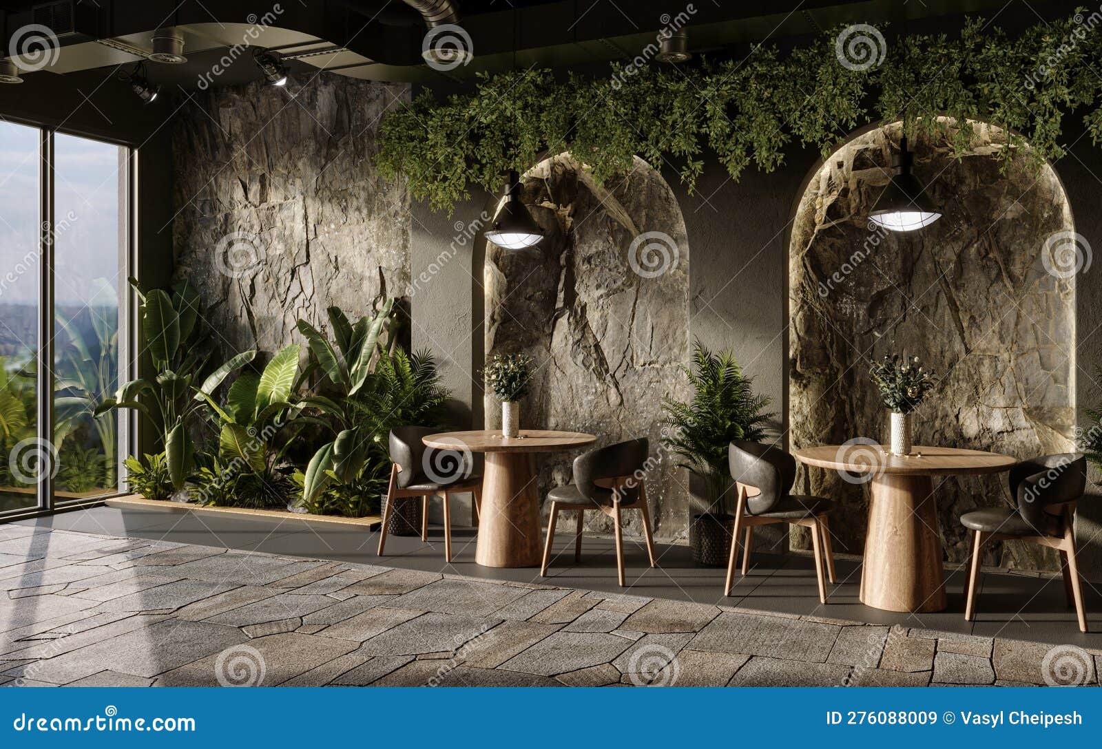 Arched Wall in Modern Interior Design, 3d Render Stock Illustration ...