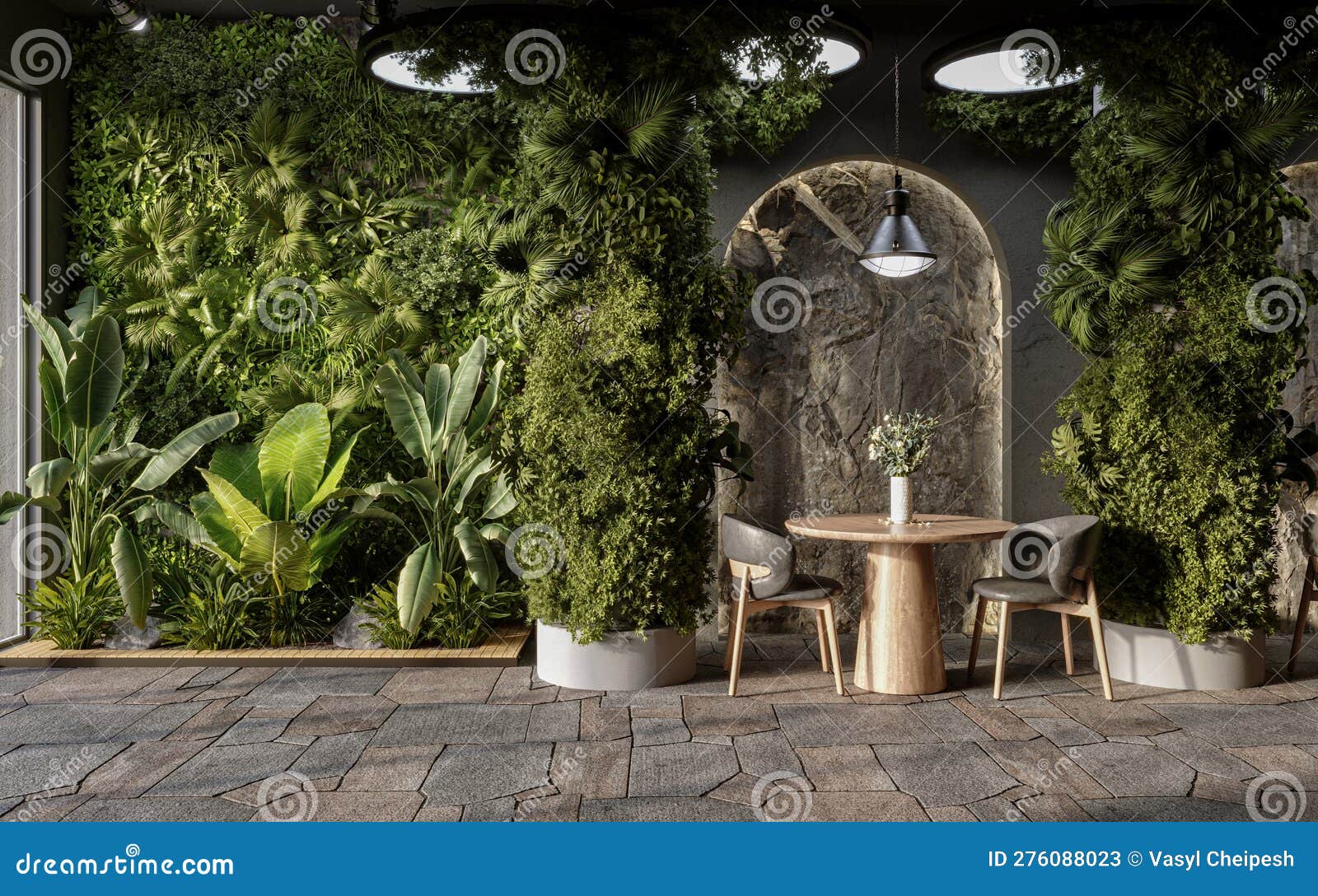 Arched Wall in Modern Interior Design, 3d Render Stock Illustration ...