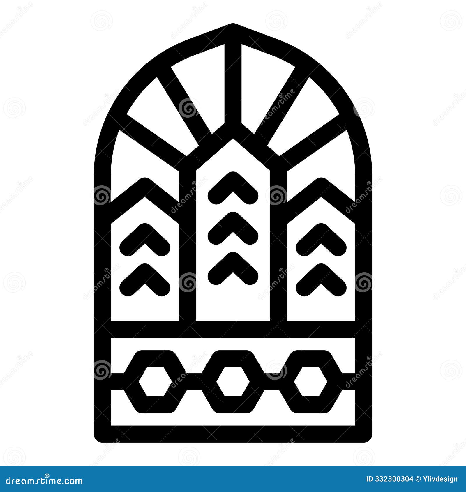 Arched Window with Abstract Stained Glass Design Featuring Geometric ...