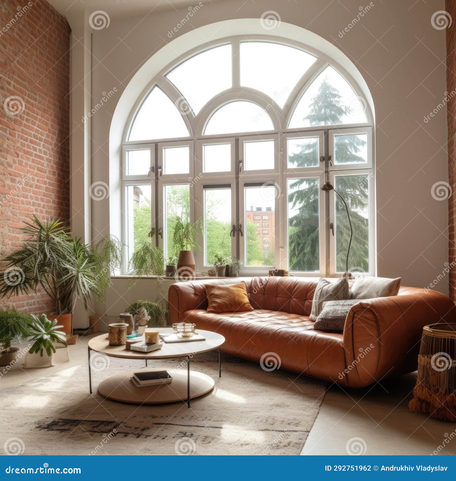 Arched Window in Apartment. Interior Design of Modern Living Room Stock ...