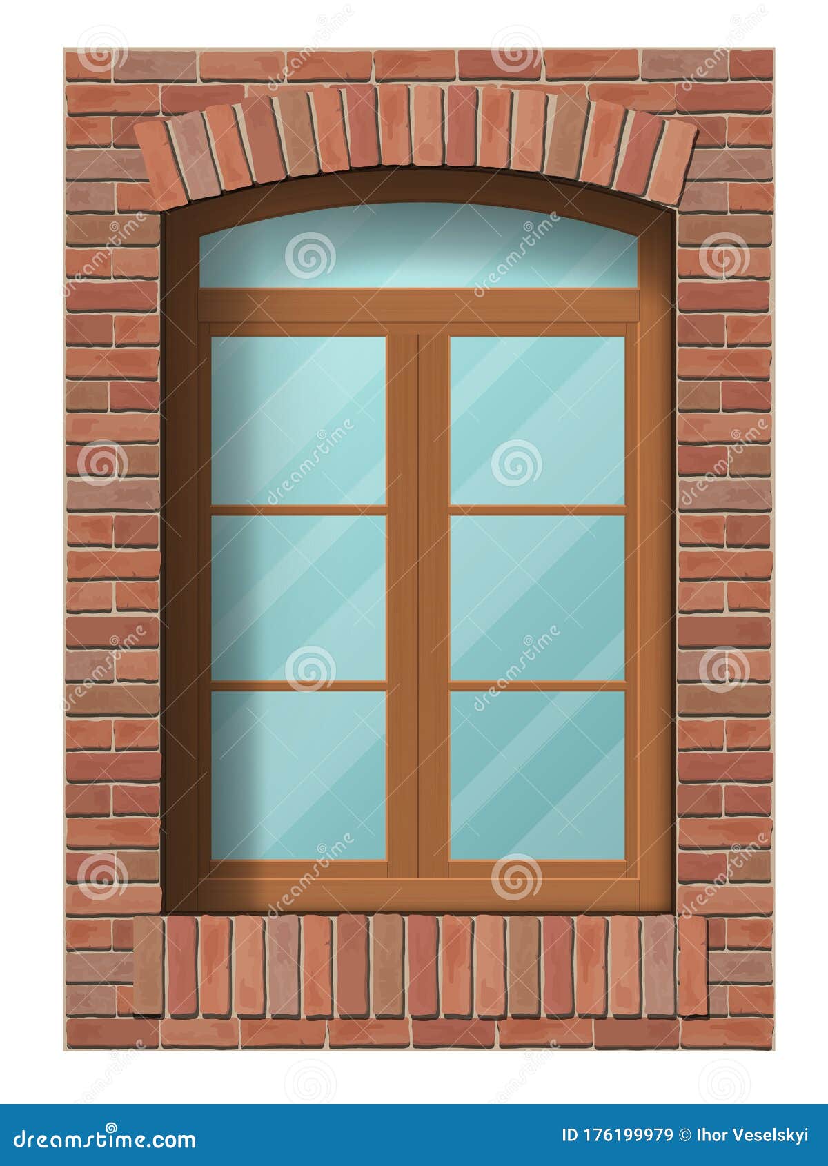 Arched Window in Brick Wall Stock Vector - Illustration of detail ...