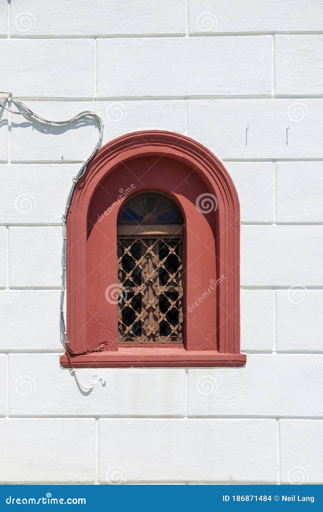 Arched Window of Church on White Wall Stock Photo - Image of building ...