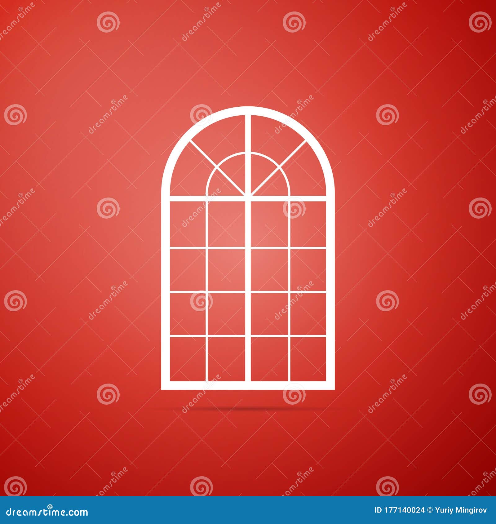 Arched Window Icon Isolated on Red Background Stock Vector ...