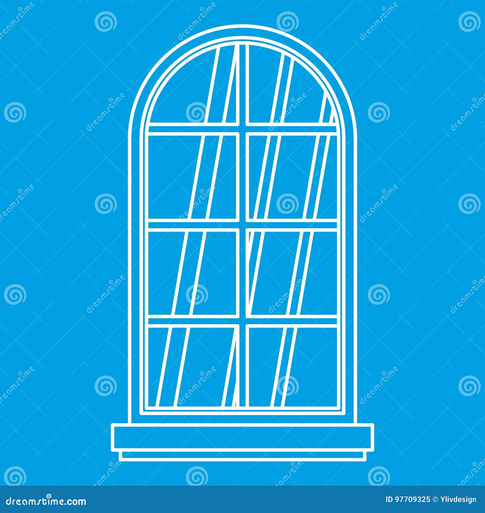 Arched window icon outline stock vector. Illustration of blank - 97709325