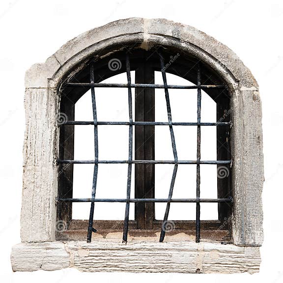 Arched Window with Iron Bars Isolated on White Background Stock Image ...