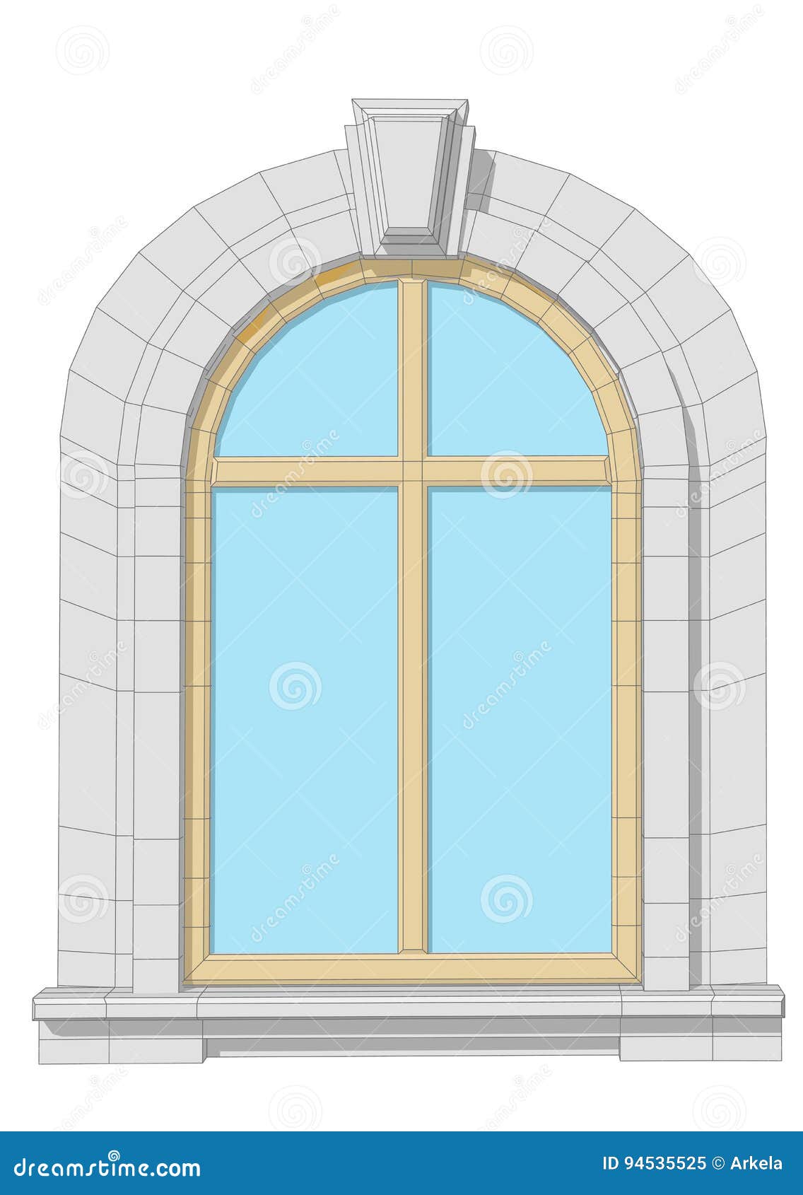 Arched window stock illustration. Illustration of architectural - 94535525