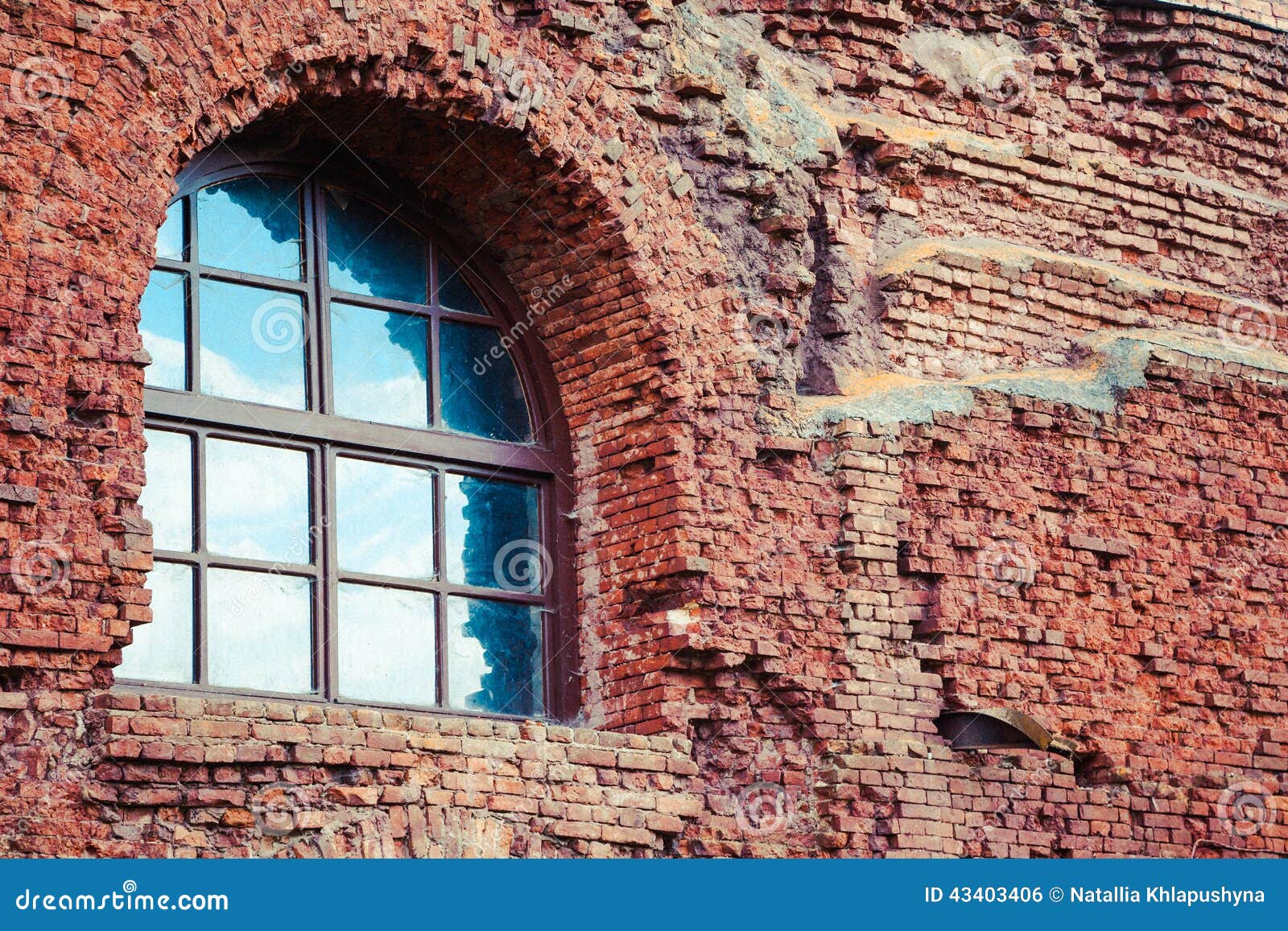 Arched Window in a Old Red Brick Wall Stock Photo - Image of classic ...