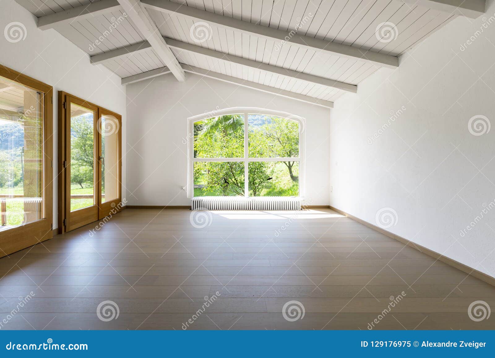 Arched Window Overlooking the Garden Stock Image - Image of villa ...