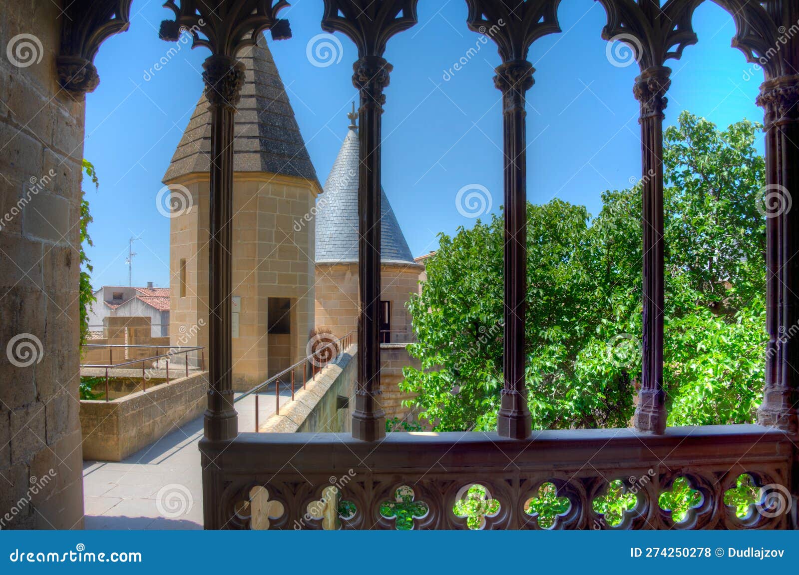 Arched Window at the Royal Palace of Olite in Spain Stock Photo - Image ...