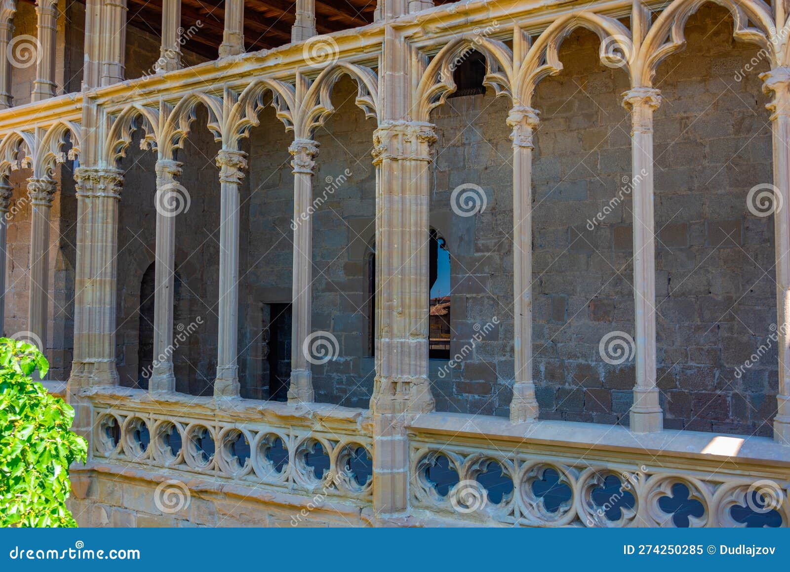 Arched Window at the Royal Palace of Olite in Spain Stock Image - Image ...