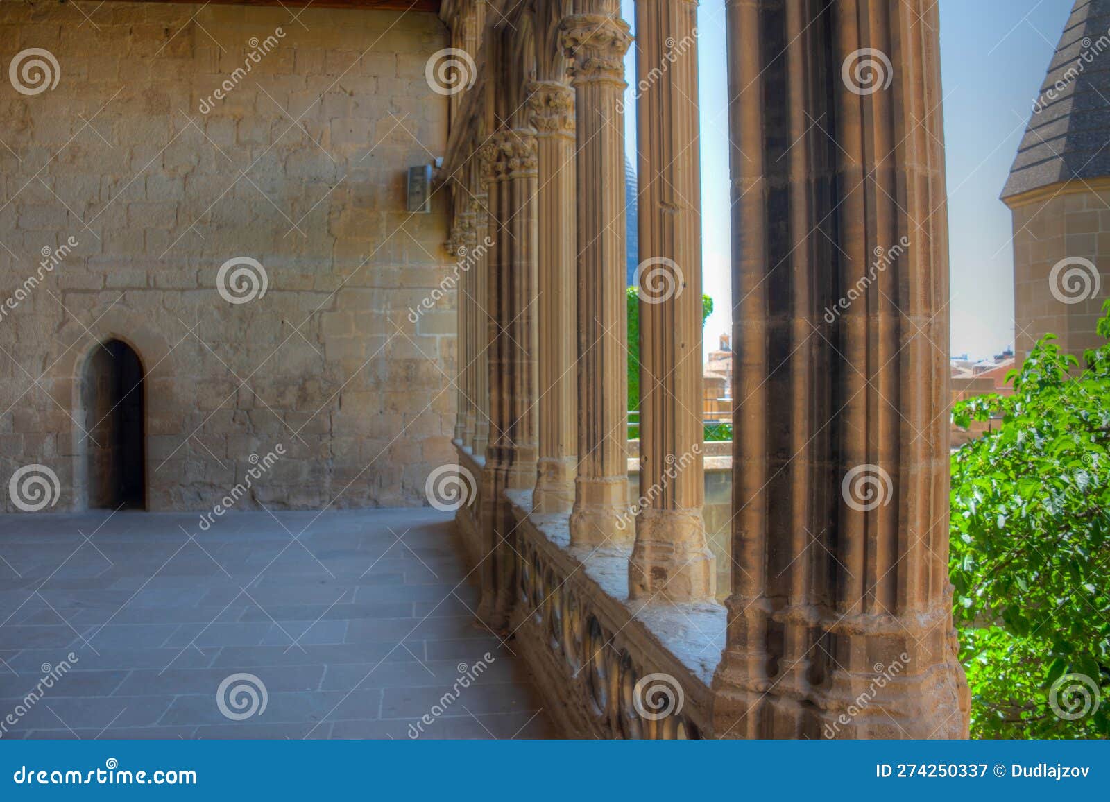 Arched Window at the Royal Palace of Olite in Spain Stock Image - Image ...