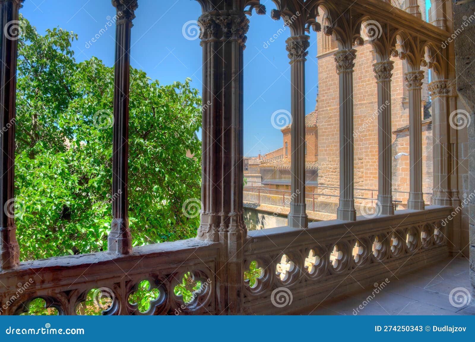 Arched Window at the Royal Palace of Olite in Spain Stock Image - Image ...