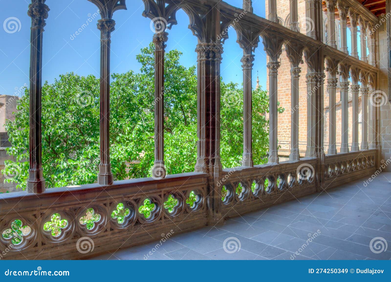 Arched Window at the Royal Palace of Olite in Spain Stock Image - Image ...