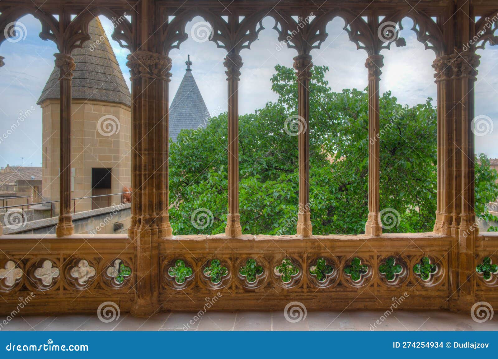 Arched Window at the Royal Palace of Olite in Spain Editorial Stock ...