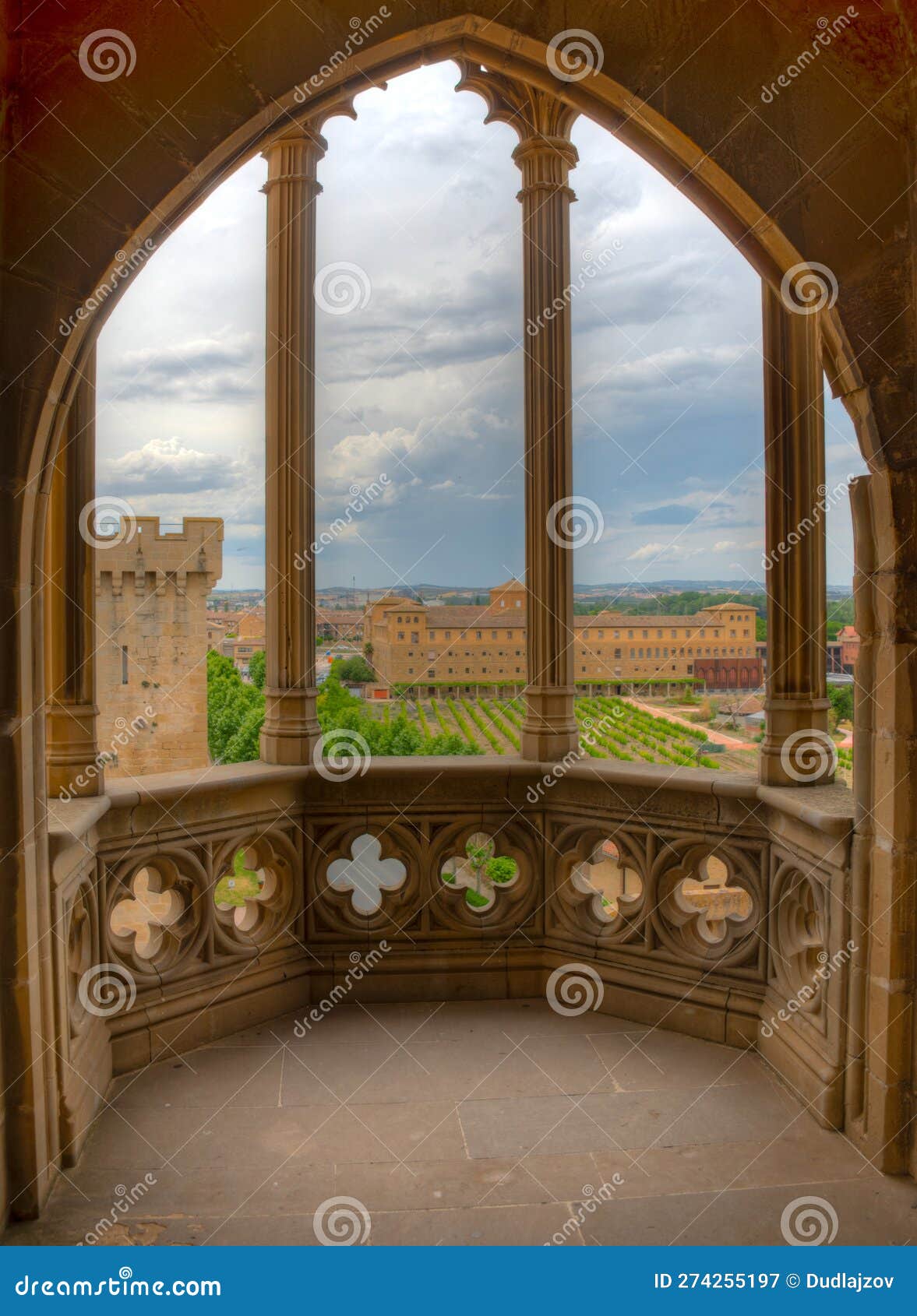 Arched Window at the Royal Palace of Olite in Spain Editorial ...