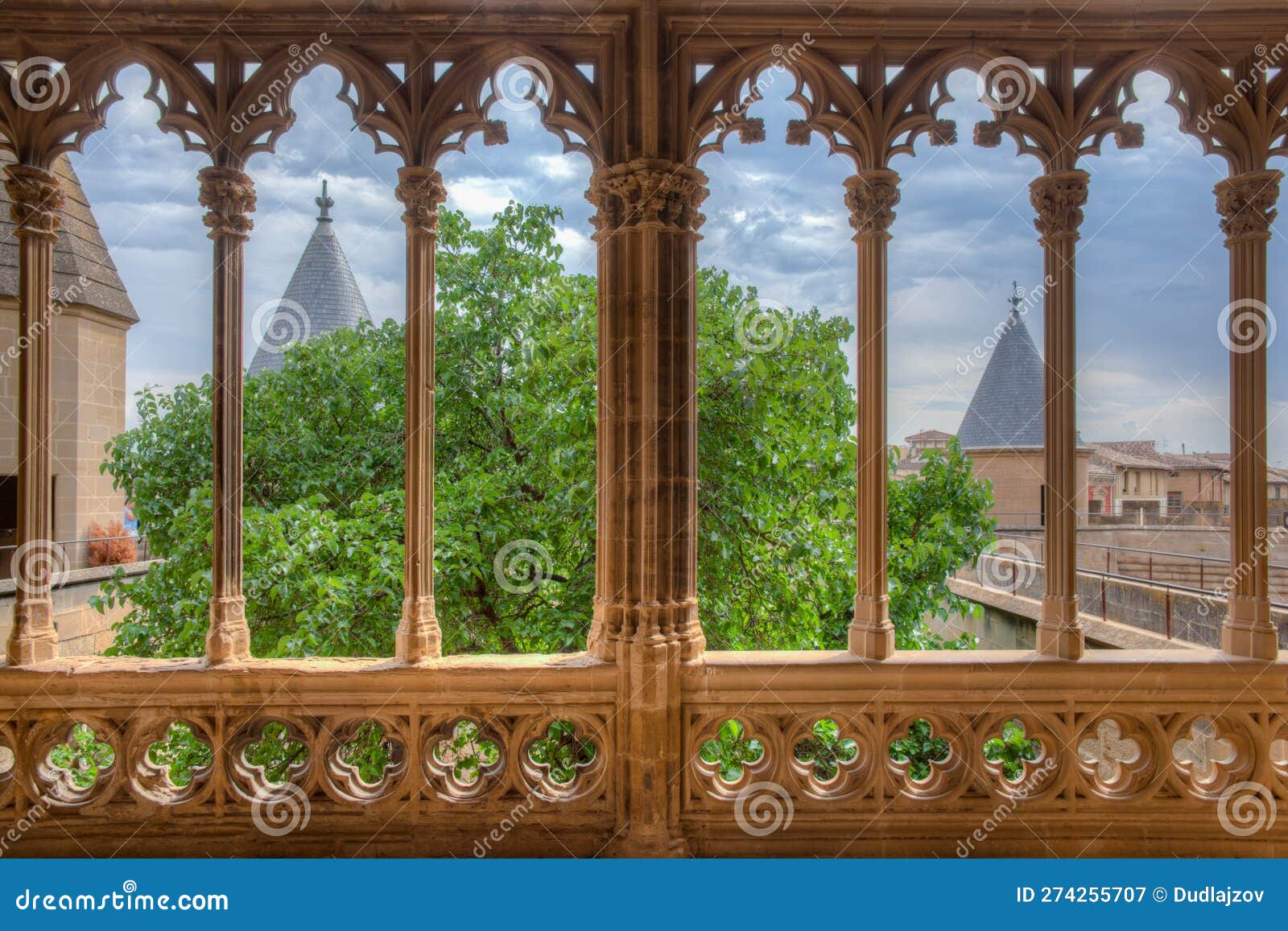 Arched Window at the Royal Palace of Olite in Spain Editorial ...