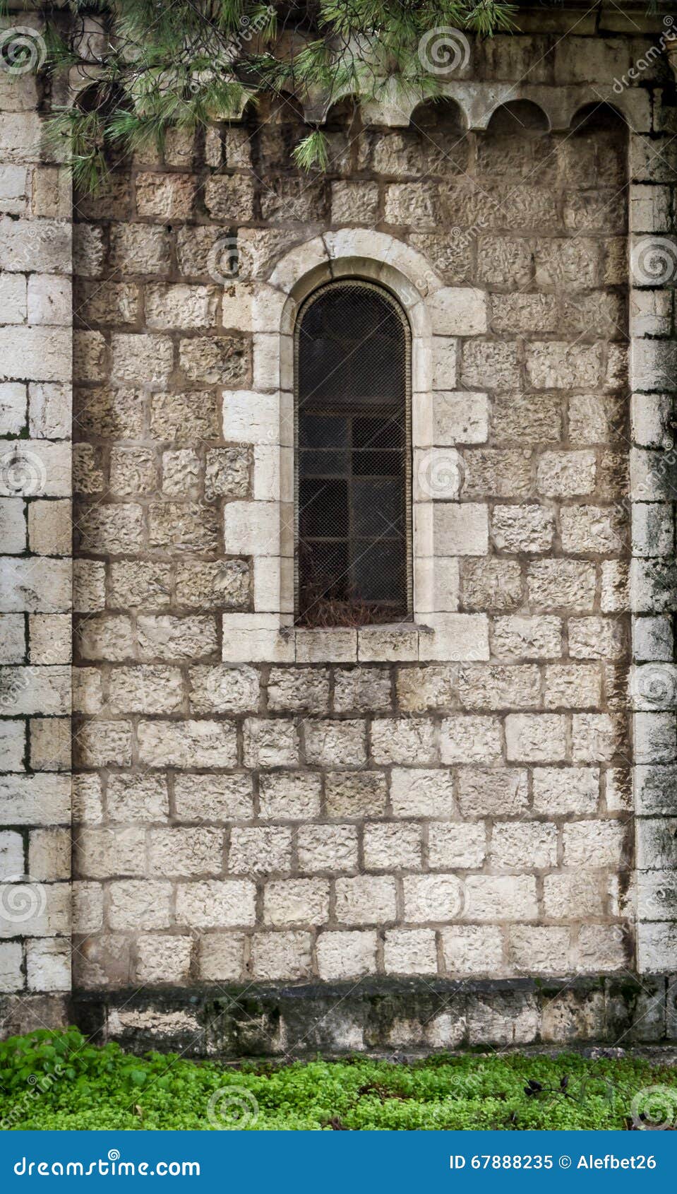 Arched Window in the Stone Wall, Jerusalem Stock Image - Image of ...