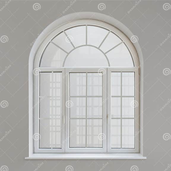 Arched Window with a White Frame Set in a Light Grey Wall Featuring ...