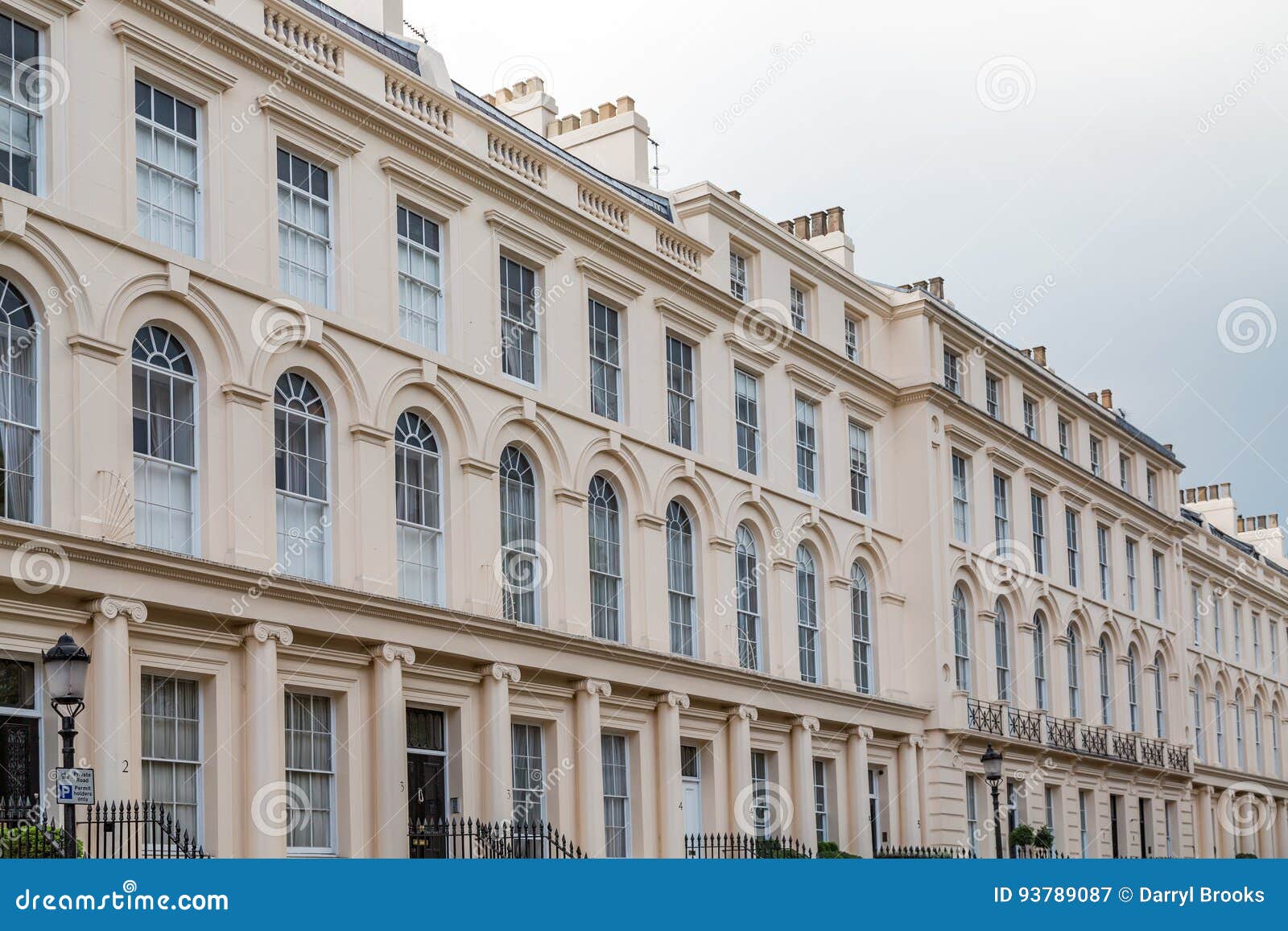 Arched Windows in English Apartment Building Stock Image - Image of ...