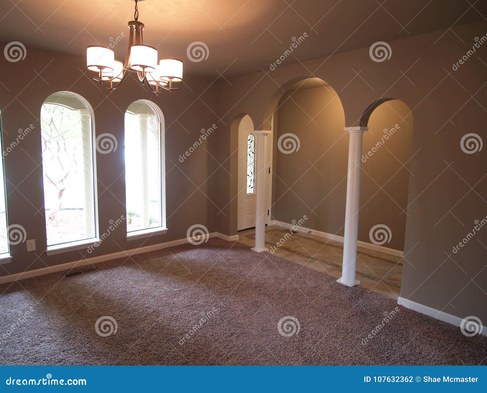 Arched Windows and Front Hall Way Stock Photo - Image of classic ...