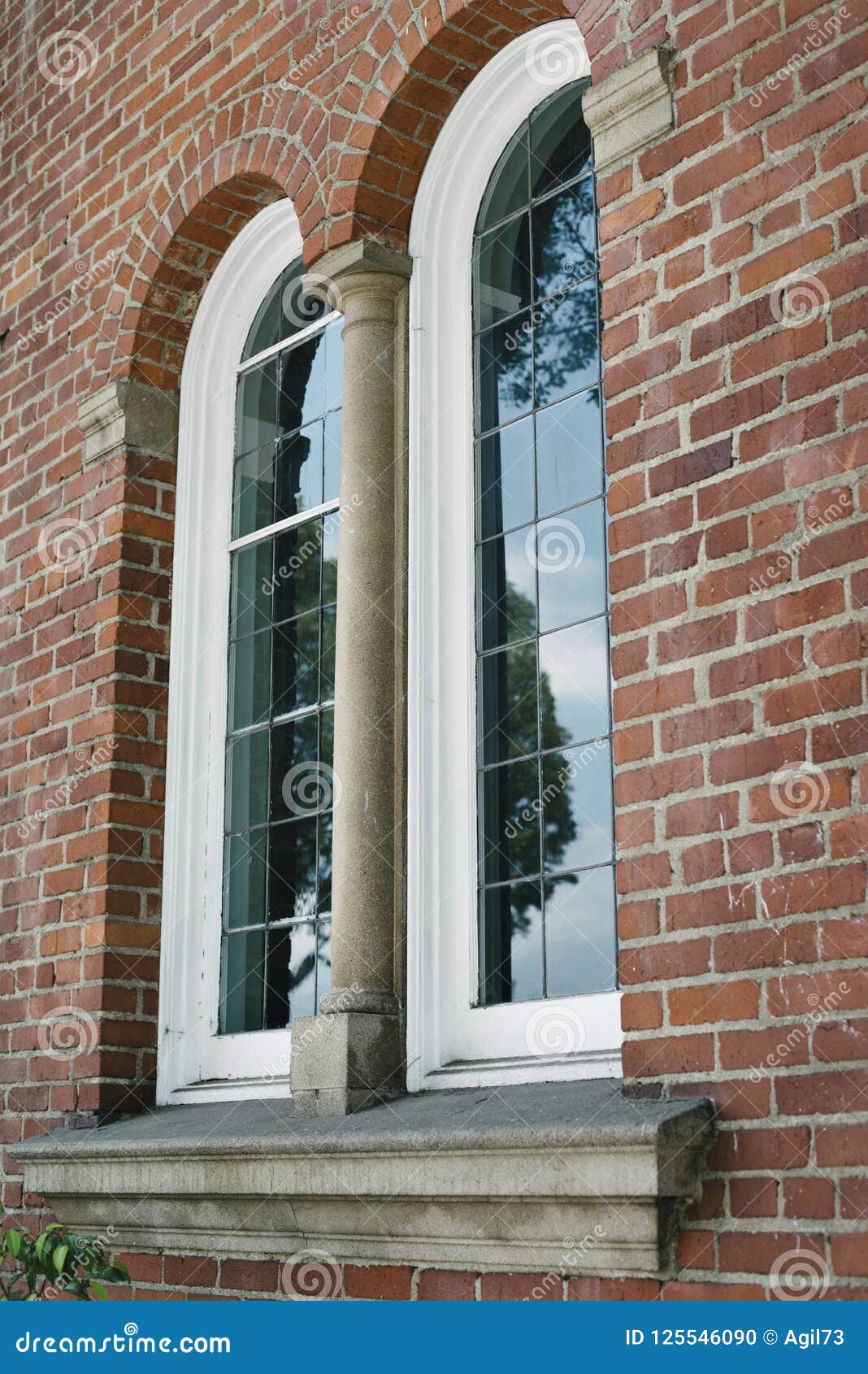Arched Windows on Old Brick Building Stock Photo - Image of interior ...