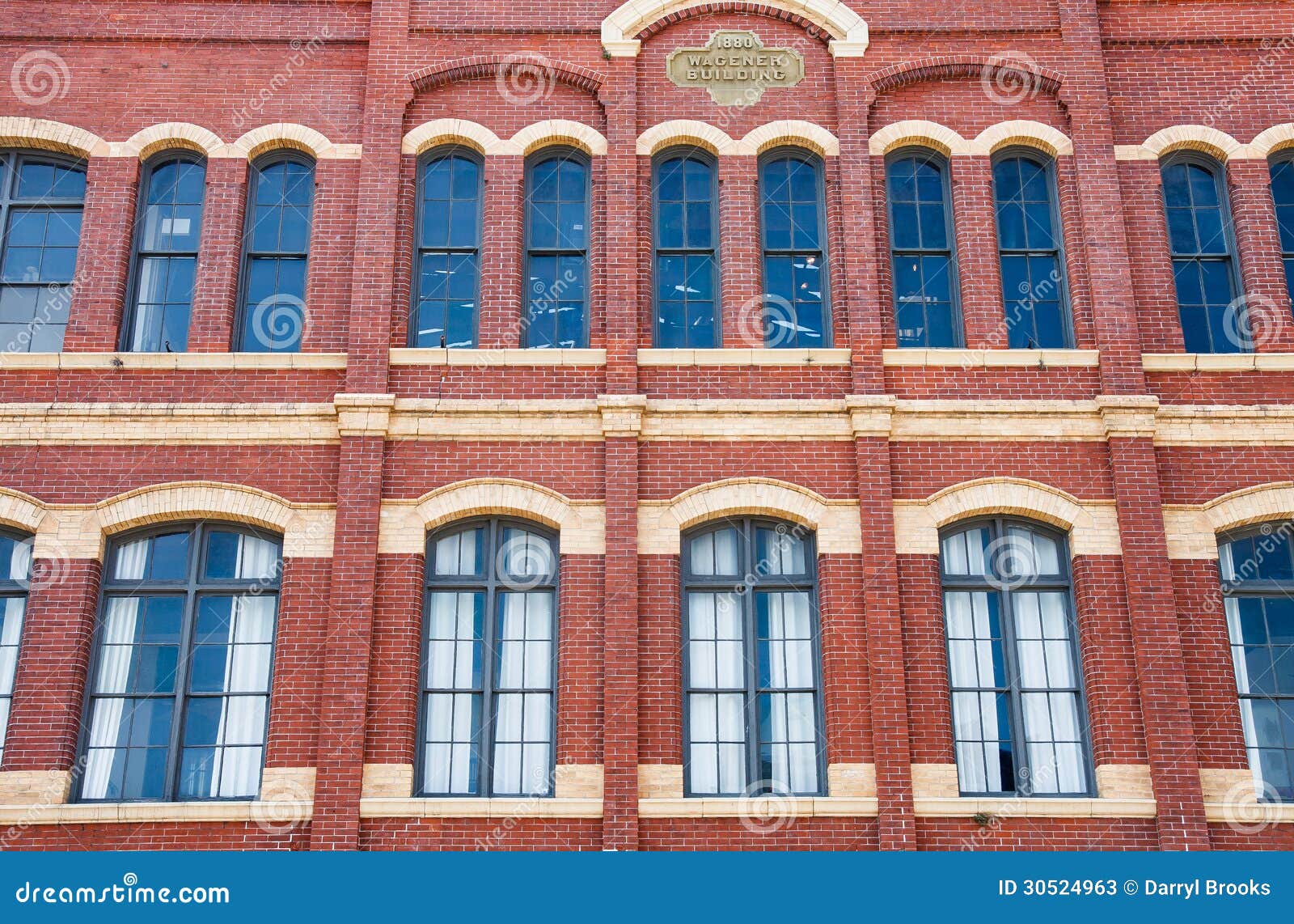 Arched Windows in Old Brick Wall Stock Image - Image of structure ...